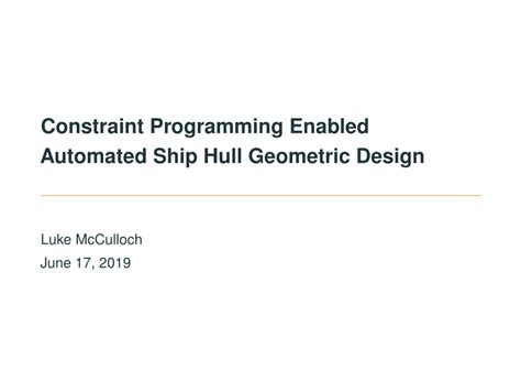 Pdf Constraint Programming Enabled Automated Ship Hull Geometric Design