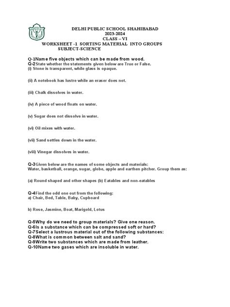 Class 6 Physics Worksheet1 Pdf