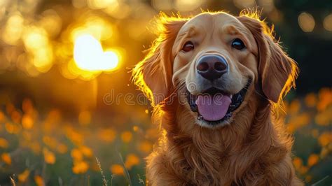 Golden Retriever Dog Smiling in a Sunlit Park, Surrounded by Autumn Leaves Stock Video - Video ...