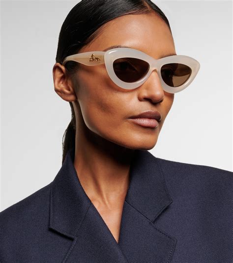 Logo Cat Eye Sunglasses In White Loewe Mytheresa