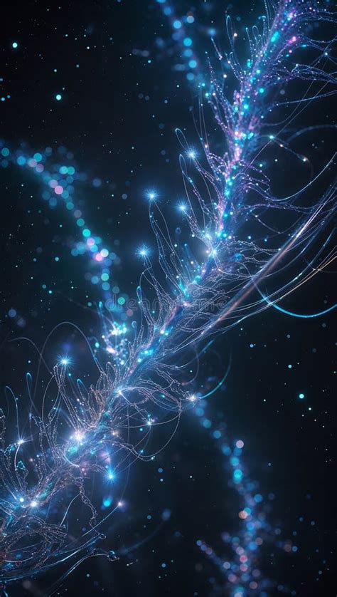Mesmerizing Ai Neural Network Visualization With Glowing Iridescent Nodes Stock Illustration