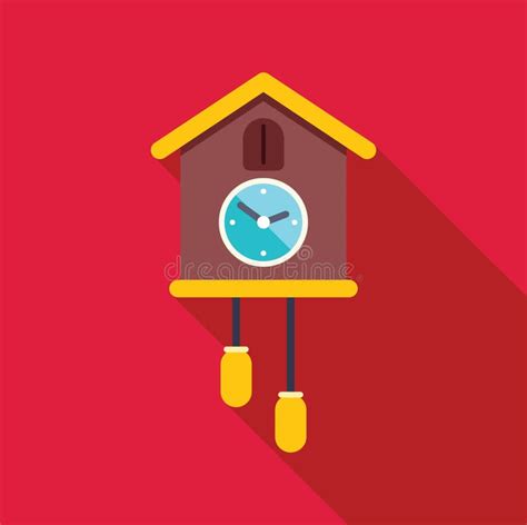 Cuckoo Clock Striking Time On Red Background Stock Illustration