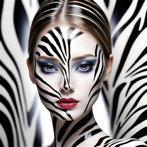 Premium Photo Girl In Zebra Face Paint