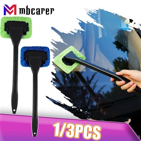 부드러운 극세사 자동차 앞 유리 와이퍼 클리너 먼지 제거 유리 창 긴 손잡이 청소 브러시 Aliexpress