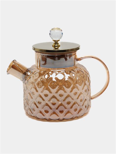 Чайник заварочный из жаропрочного стекла с фильтр пружинкой с металлической крышкой купить по