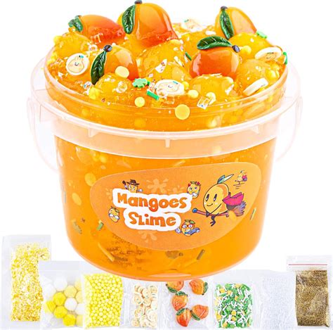Clear Slime Orange Mango Clear Jelly Cube Glimmer Crunchy