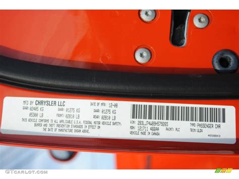 2009 Challenger Color Code Plc For Hemi Orange Photo 65585048