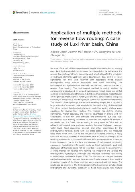 Pdf Application Of Multiple Methods For Reverse Flow Routing A Case