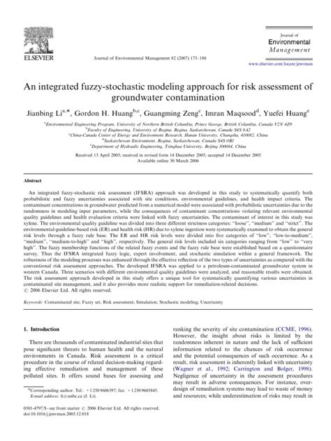 An Integrated Fuzzy Stochastic Modeling Approach For Risk Assessment Of