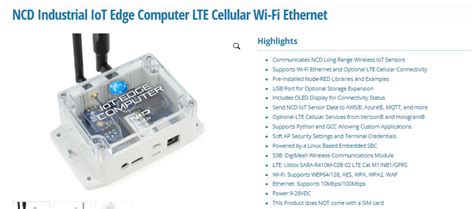 LTE Cellular Ethernet WiFi NCD IoT Edge Computer