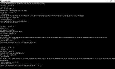 translation of rna sequences to protein sequences using jflex lexical analyzer generator by