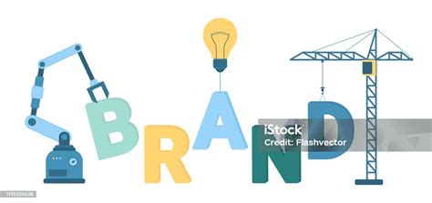 브랜드 생성 로봇 팔 및 건설 크레인 구축 자동화 Ai를 통한 브랜드 단어 개념에 대한 스톡 벡터 아트 및 기타 이미지 개념 개발 건설 기계류 Istock