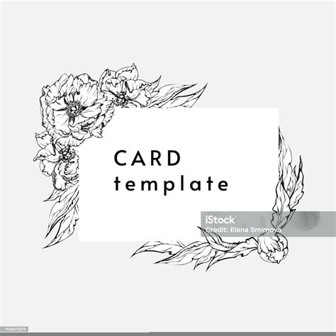 손으로 그린 벡터 사각형 프레임 화환 배열 모란 꽃 새싹 및 나뭇잎 흰색 배경에 고립되어 있습니다 초대장 결혼식 또는 인사말 카드 벽지 인쇄 섬유 디자인 0명에 대한 스톡