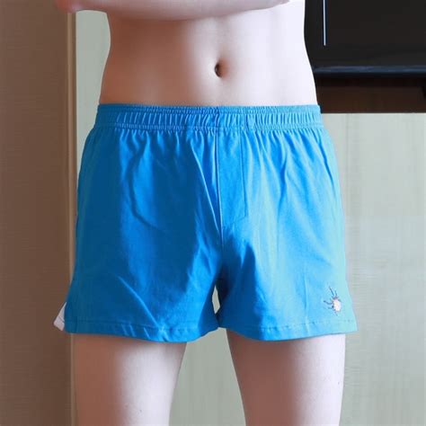 남자 간단한 자수 통기성 솔리드 컬러 복서 속옷 색상 파란색 크기 Xxl