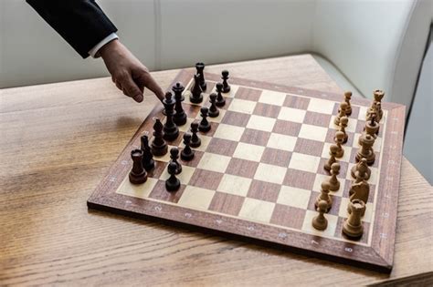 premium photo closeup chessboard with set pieces first male index