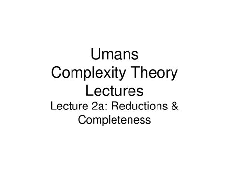 ppt umans complexity theory lectures powerpoint presentation free