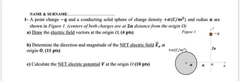 Solved 1 A Point Charge Q And A Conducting Solid Sphere Of Charge Density C M 2 And Radius R