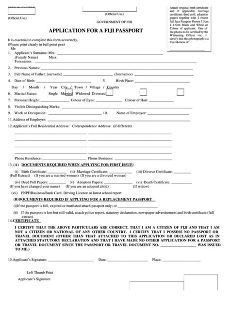 Fiji Passport Application Form Nz Printable Form 2024
