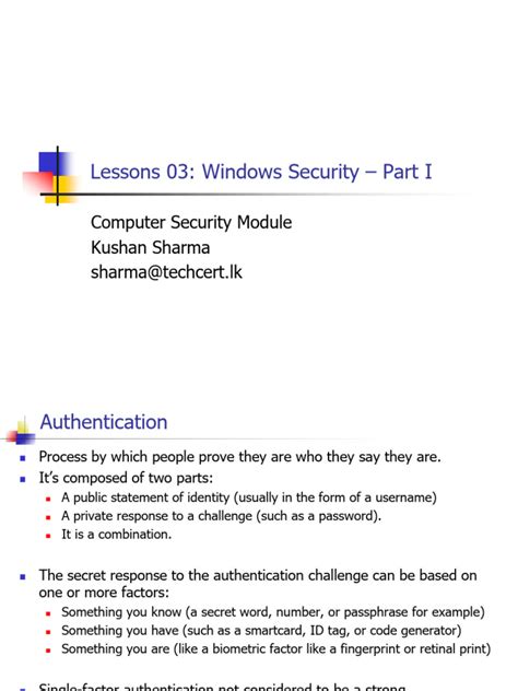 Computer Security Windows Security Lec Iii Pdf Group Policy Active Directory