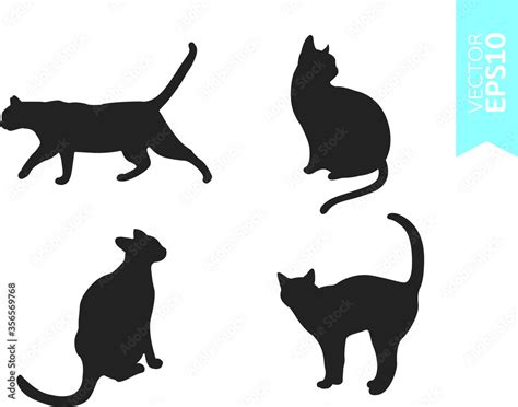 귀여운 고양이 벡터 실루엣 일러스트 Stock Vector Adobe Stock