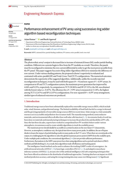 Performance Enhancement Of Pv Array Using Successive Ring Adder