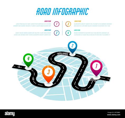 road infographic vector map timeline template with banner route lone