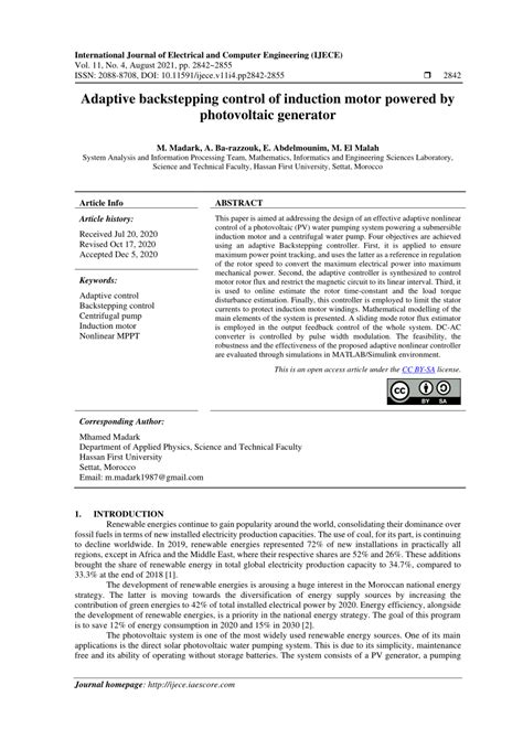 Pdf Adaptive Backstepping Control Of Induction Motor Powered By