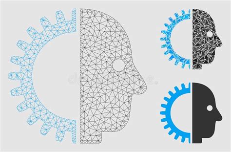 Cyborg Head Vector Mesh Network Model And Triangle Mosaic Icon Stock Vector Illustration Of