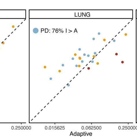 calculating the adaptive immune ratio a a forest plot showing the
