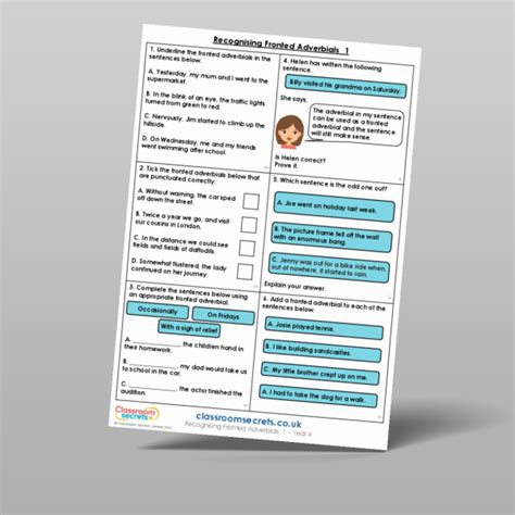 Year 4 Recognising Fronted Adverbials 1 Mixed Activity Resource Classroom Secrets