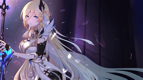 bianka durandal ataegina blonde hair blue eyes braids close honkai ...
