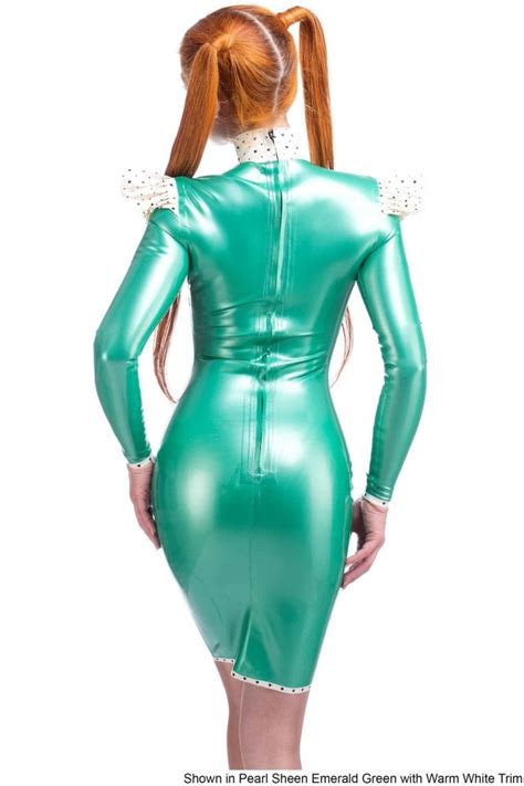 Womens Latex Rubber Fashion Dresses With A Tailored Above Knee Fit