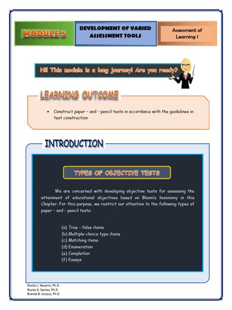 Assessment Of Learning Module 1 5 Pdf Educational Assessment Learning