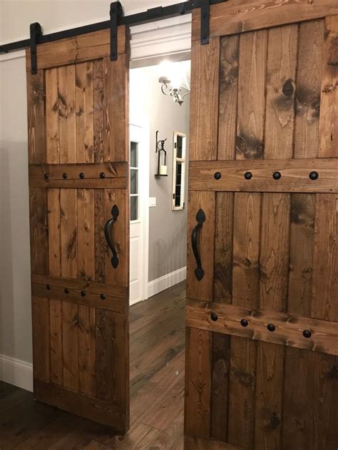 Custom Double Horizon Barn Door Package 84x30 Wtrack Red Mahogany Double Barn Doors
