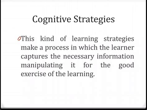 Cognitive And Metacognitive Strategies Ppt