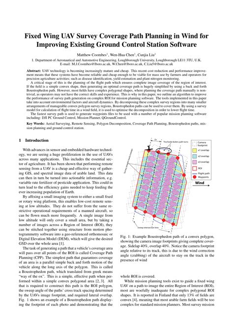 Pdf Fixed Wing Uav Survey Coverage Path Planning In Wind For Improving Existing Ground Control