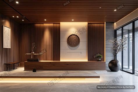 Ai创作图中式接待区 新中式前厅 接待前厅设计 禅意会客厅 会所前台 大厅意境禅境水墨 示范区接待台 新中式迎宾区设计 新中式前台 会所前台装修 酒店迎客区 迎客处 禅堂装修设计 Spa前厅