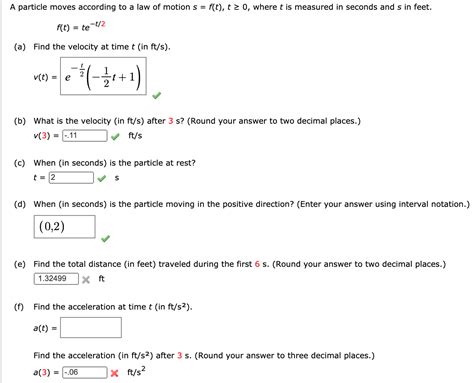Solved A Particle Moves According To A Law Of Motion S Chegg Com