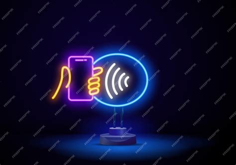 Nfc 기술 터 아이콘 손으로 들고 있는 드폰 스마트 폰 간단한 선 윤 표지 Near Field Communication Nfc 결제 개념 평평한 디자인 화이트에 고립되어