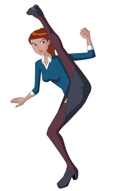 A Woman In Blue Shirt And Black Pants With Her Arms Out While Standing On One Leg