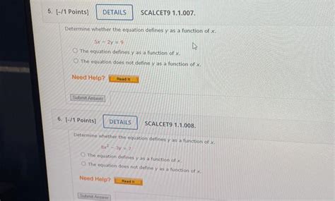 solved determine whether the equation defines y as a