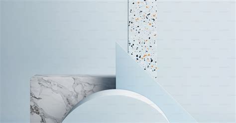 제품 프리젠테이션 파란색 배경 3d 렌더링 3d 일러스트레이션을 위한 기하학적 구성 모형 사진 Unsplash의 집 이미지