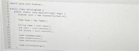 Solved 125 Lab Winning Team Classes Given Main Define