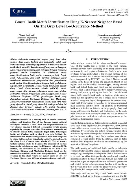 pdf coastal batik motifs identification using k nearest neighbor