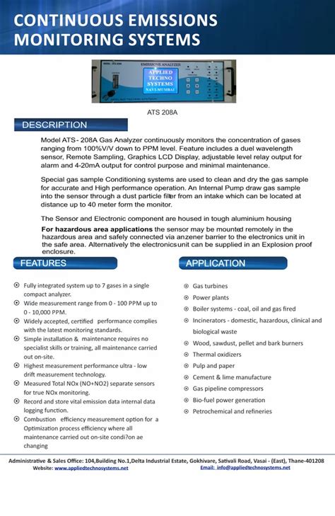 Continuous Gas Analyser Continuous Emission Monitoring System