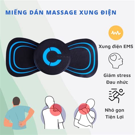 Miếng Dán Massage Xung Điện EMS Tích Hợp Chế Độ Giảm Nhức Mỏi Cổ Vai Gáy Hiệu Quả Thư Giãn Cơ