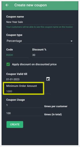 Minimum Order Amount MOA Launched For Coupons