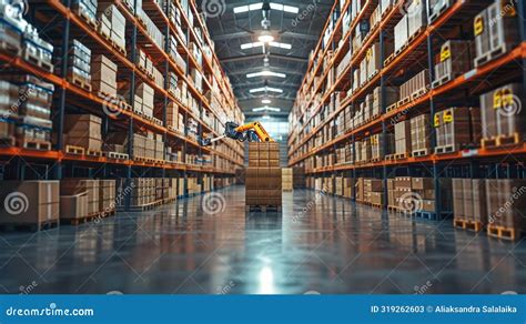 Warehouse Automation Robotic Arms Sorting Packages In A Warehouse Representing The Automation