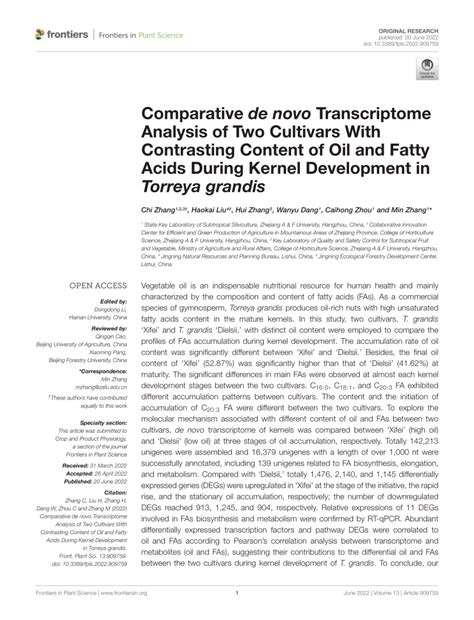 Pdf Comparative De Novo Transcriptome Analysis Of Two Cultivars With