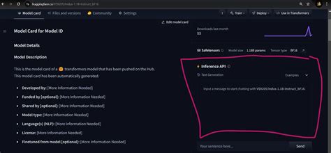 How To Modify The Inference Api Parameters On Model Card Page